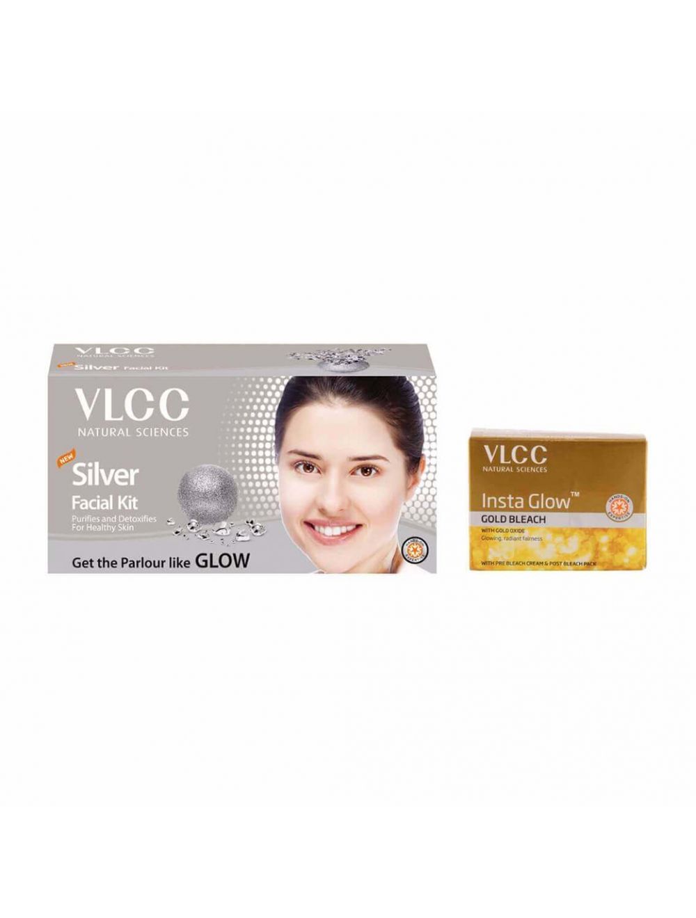 Buy VLCC Silver Facial Kit & Insta Glow Gold Bleach Combo Online in India